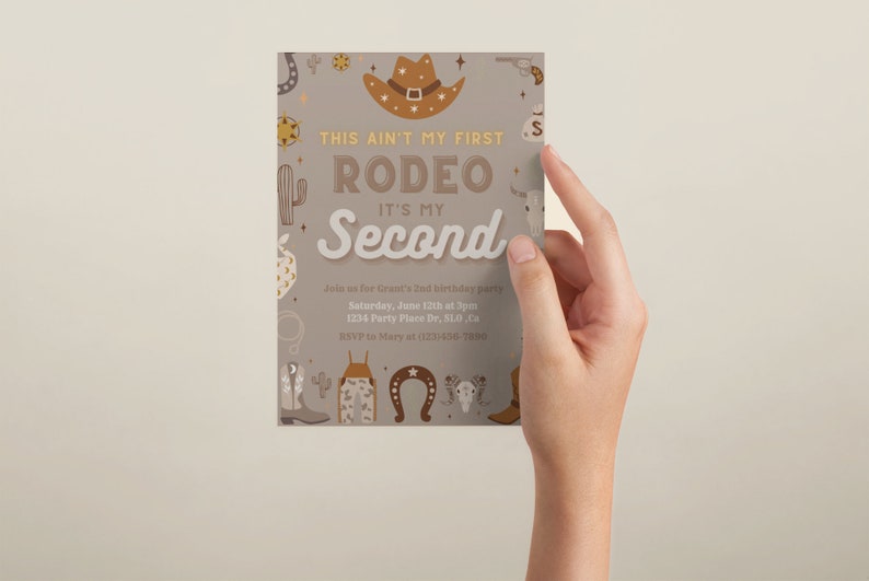 Rodeo Theme Birthday Invite, Second Birthday, Customizable Ain't My ...