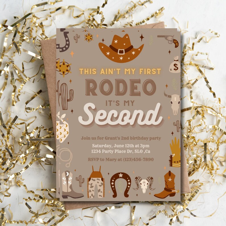 Rodeo Theme Birthday Invite, Second Birthday, Customizable Ain't My ...