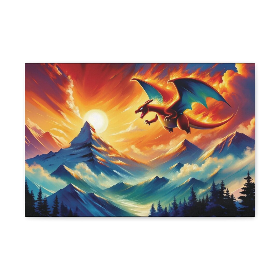 Flaming Glory: Charizard Canvas - Etsy