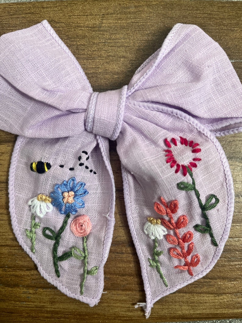 Custom Hand Embroidered Bows - Etsy