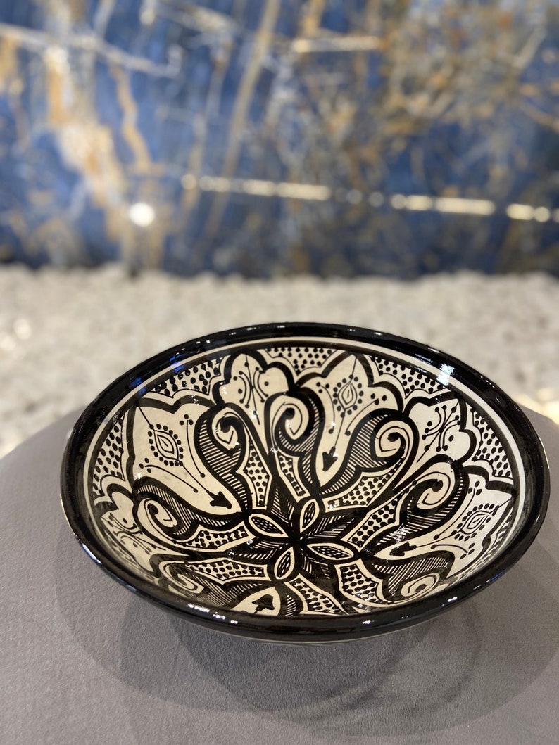 Safi Ceramic Salad Bowl moroccan Handmade and Hand Painted 20cm ...