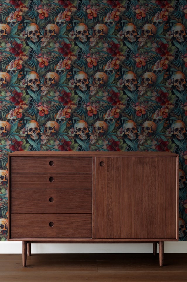 Floral Macabre Pattern Pack, 6 Seamless Pattern With Flowers and Skulls ...