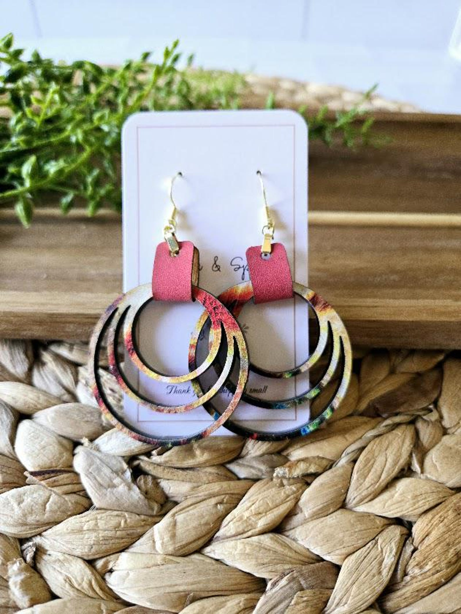 Rainbow Faux Leather Hoop Dangle Earrings, Hypoallergenic - Etsy