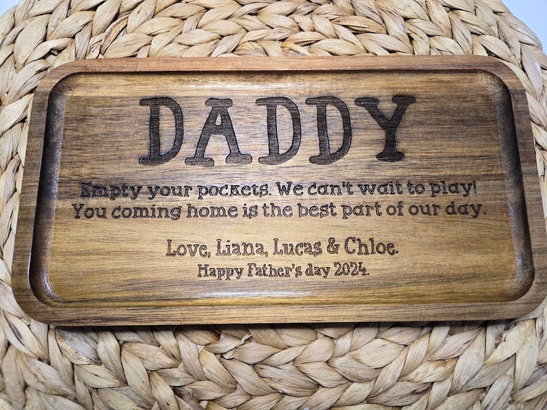 Empty Your Pockets Daddy Engraved Tray, Wood Tray, Key Tray, Dad ...
