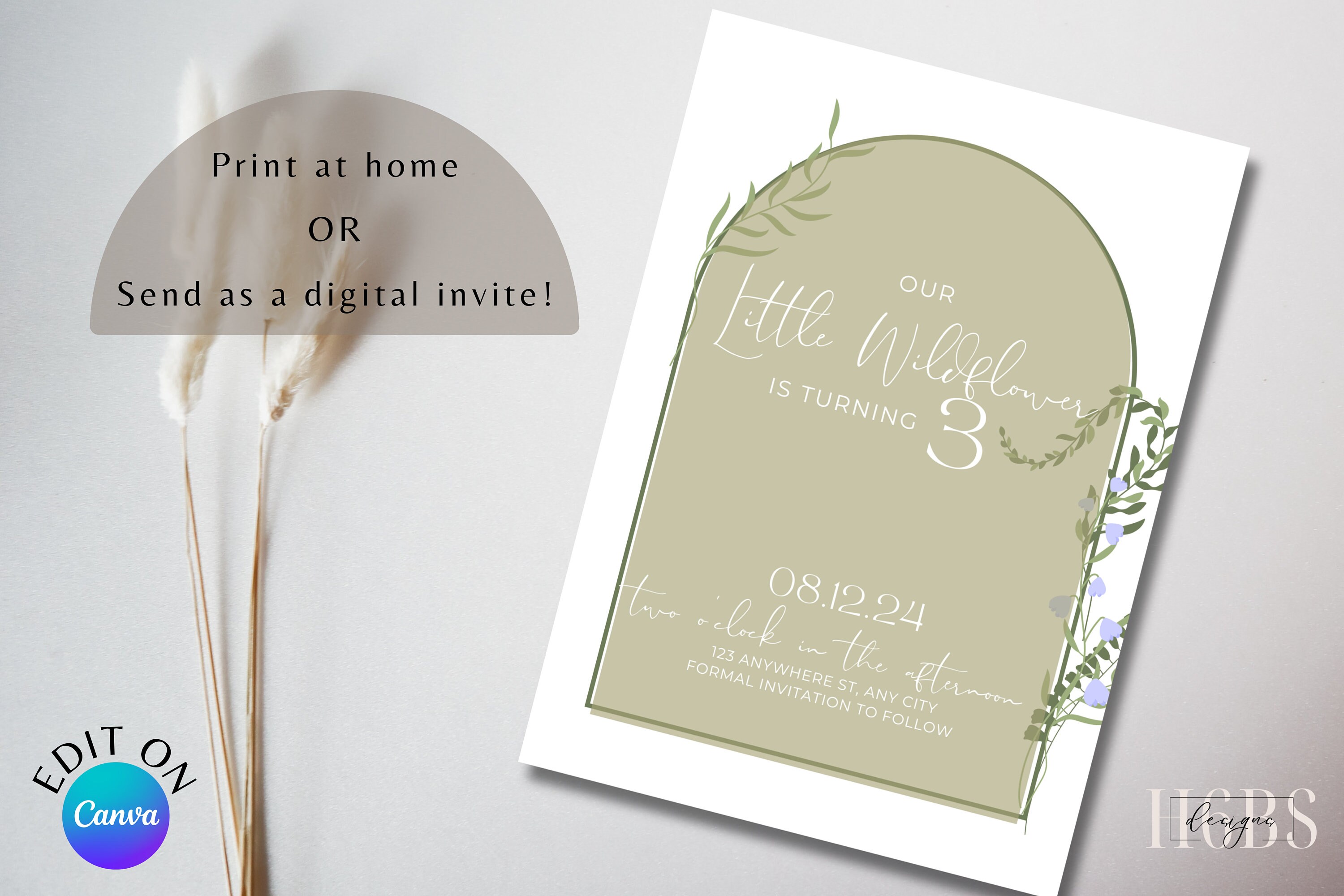Wildflower Birthday Party Invitation Minimalist Wild Flower Birthday ...