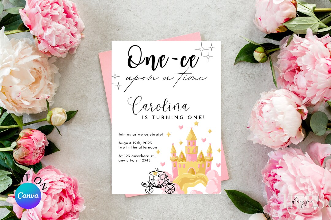 One-ce Upon A Time Invitation Minimalist Princess Fairytale First ...