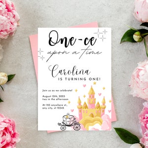 One-ce Upon A Time Invitation Minimalist Princess Fairytale First ...
