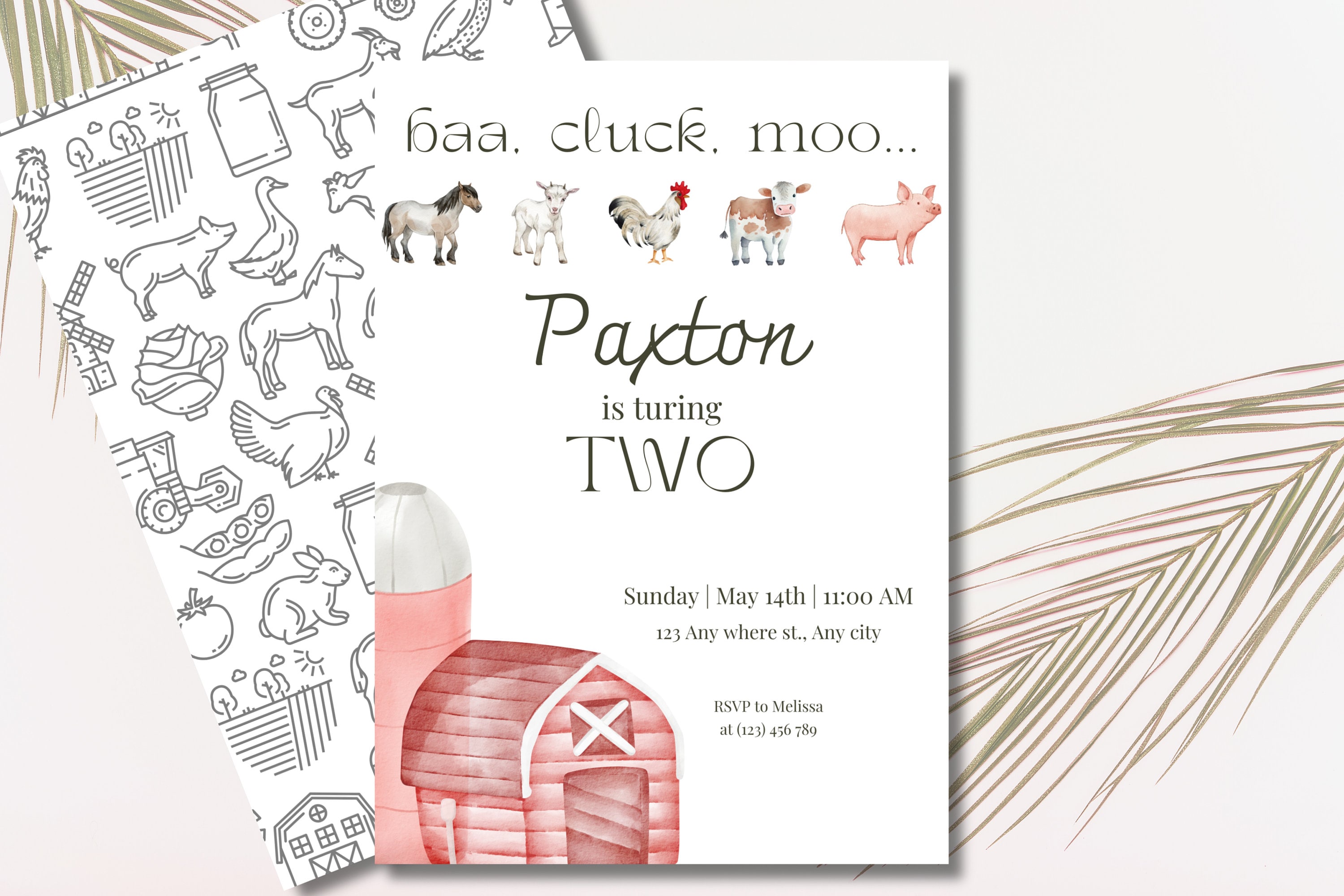 Minimalist Barnyard Birthday Invitation Farm Animal Birthday Invite ...