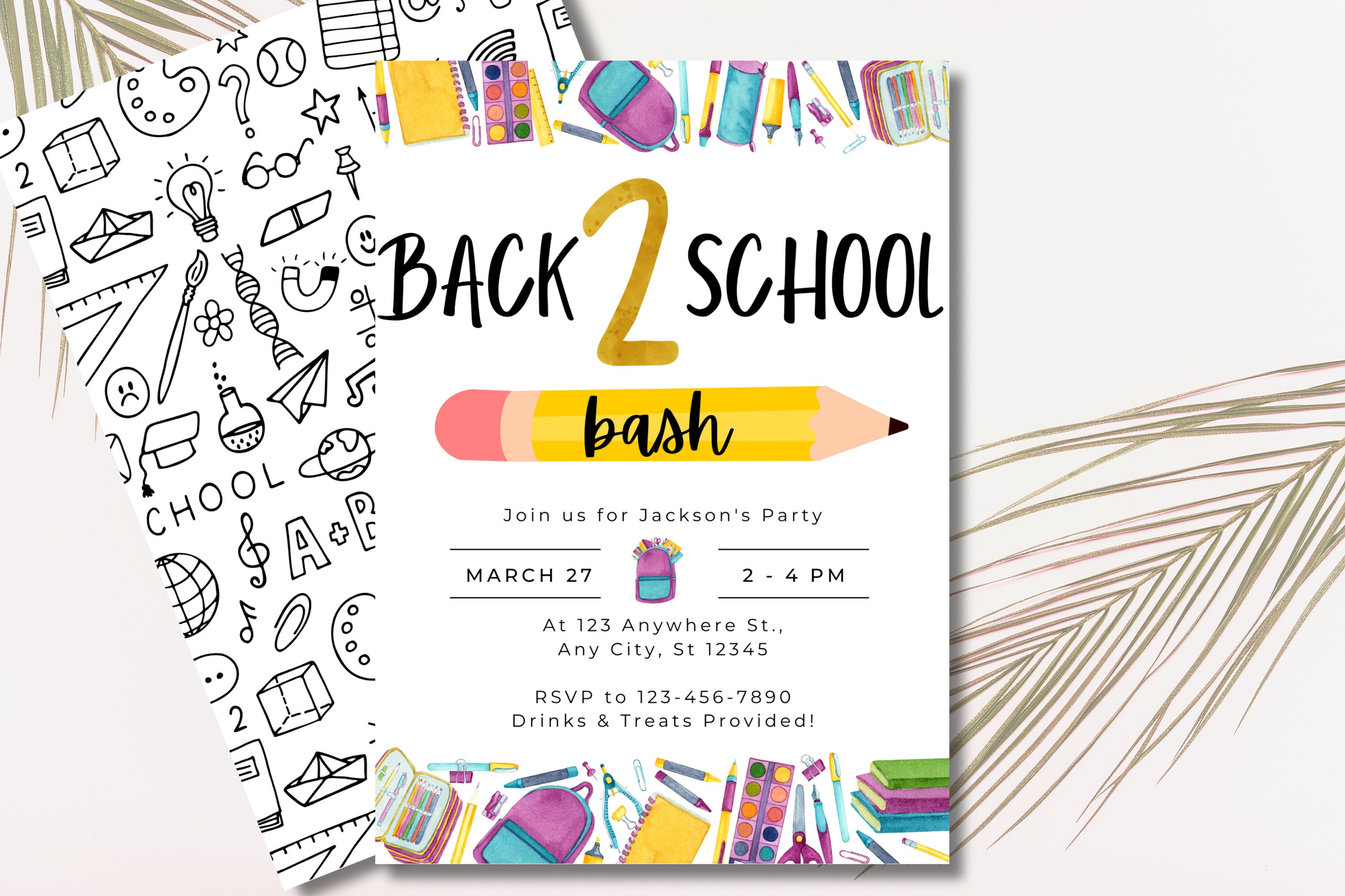 Back to School Bash Party Invitation End of Summer Party Invite Back 2 ...
