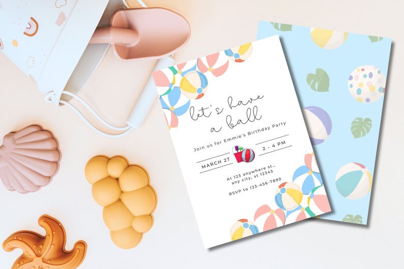 Let's Have A Ball Birthday Invitation Girl Summer Birthday Party Boy ...