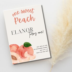 Printable & Digital Editable Invitation, One Sweet Peach, First ...