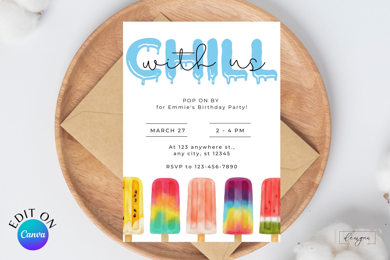 Popsicle Birthday Party Invitation Chill With Us Birthday Pop on by ...