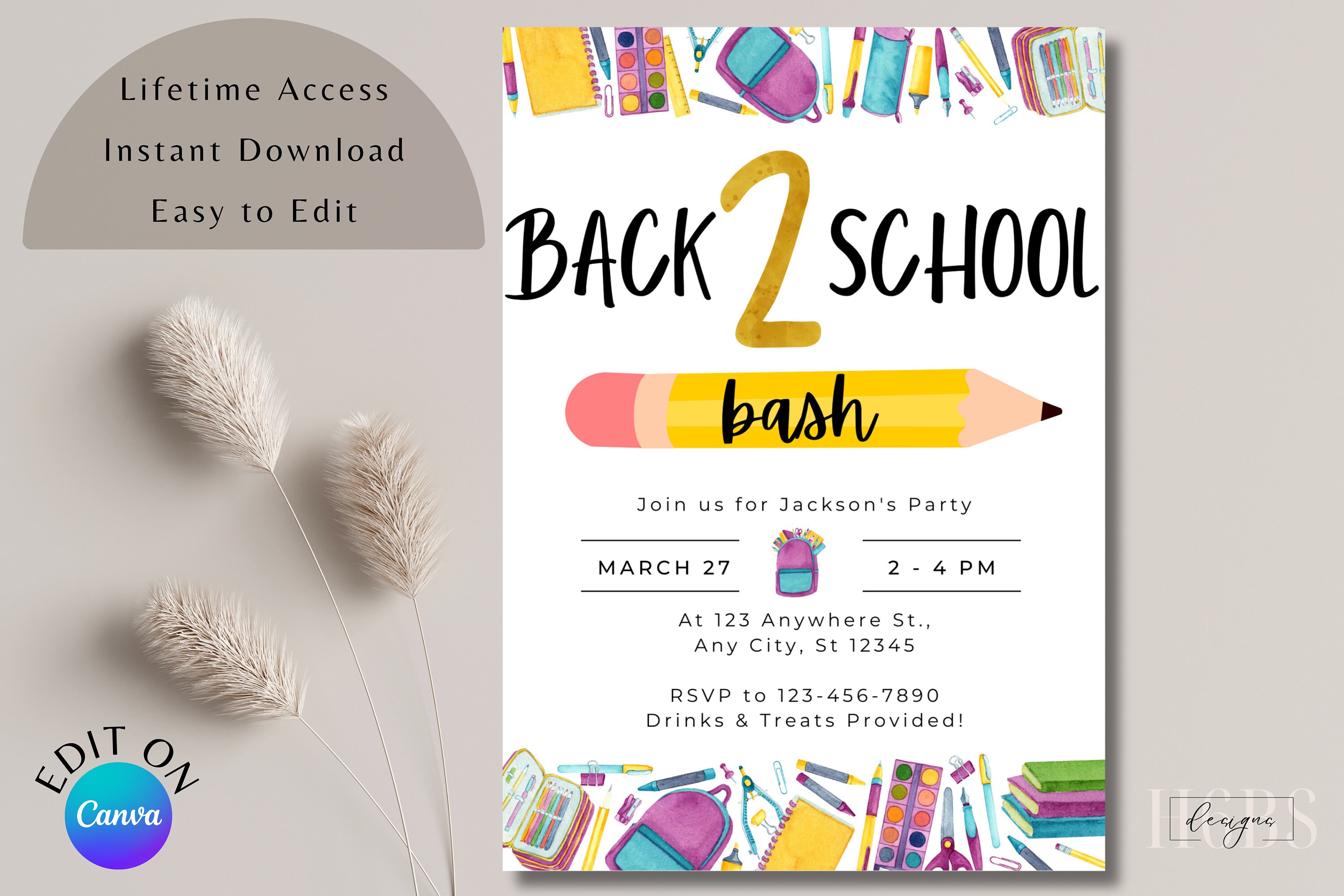 Back to School Bash Party Invitation End of Summer Party Invite Back 2 ...