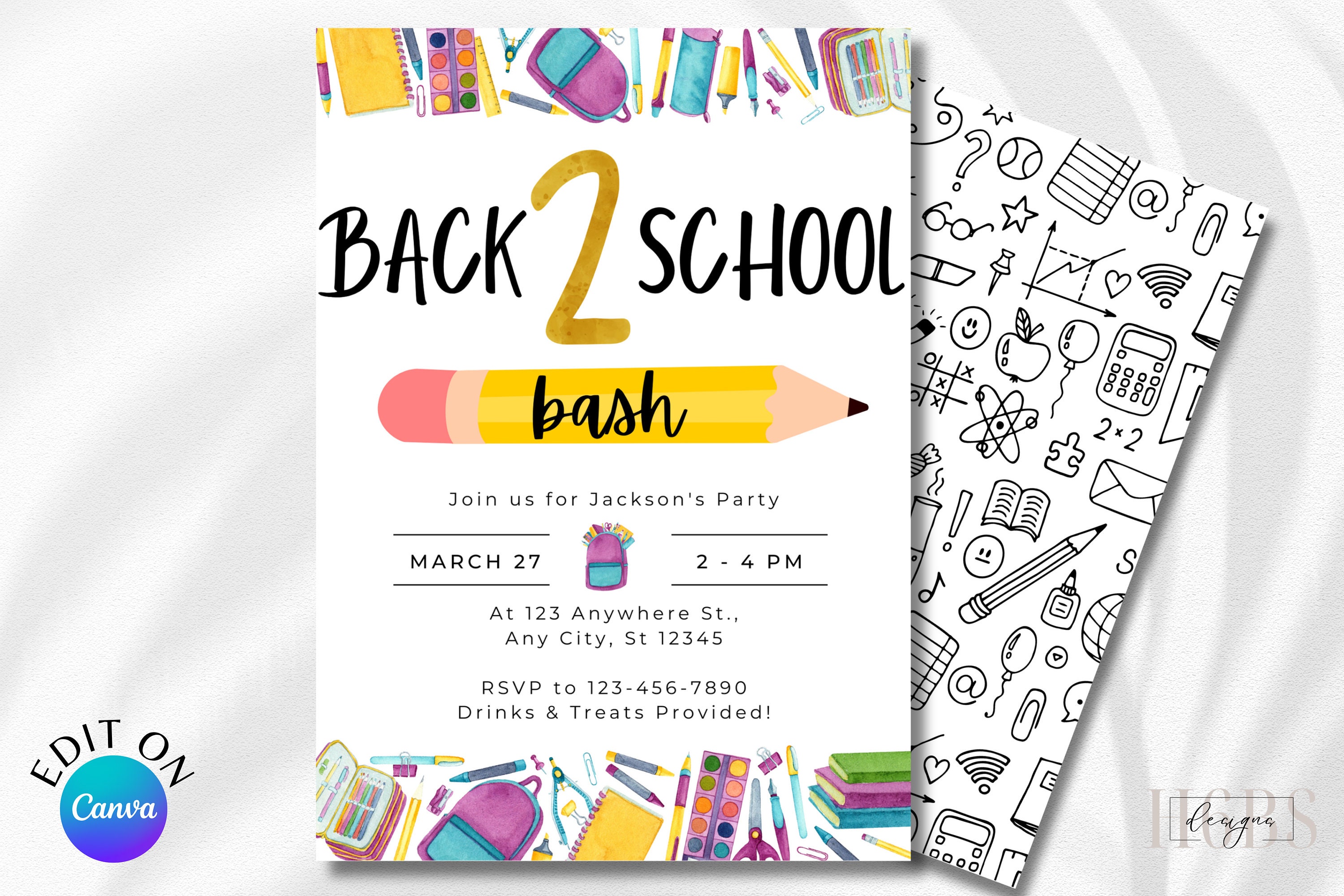 Back to School Bash Party Invitation End of Summer Party Invite Back 2 ...