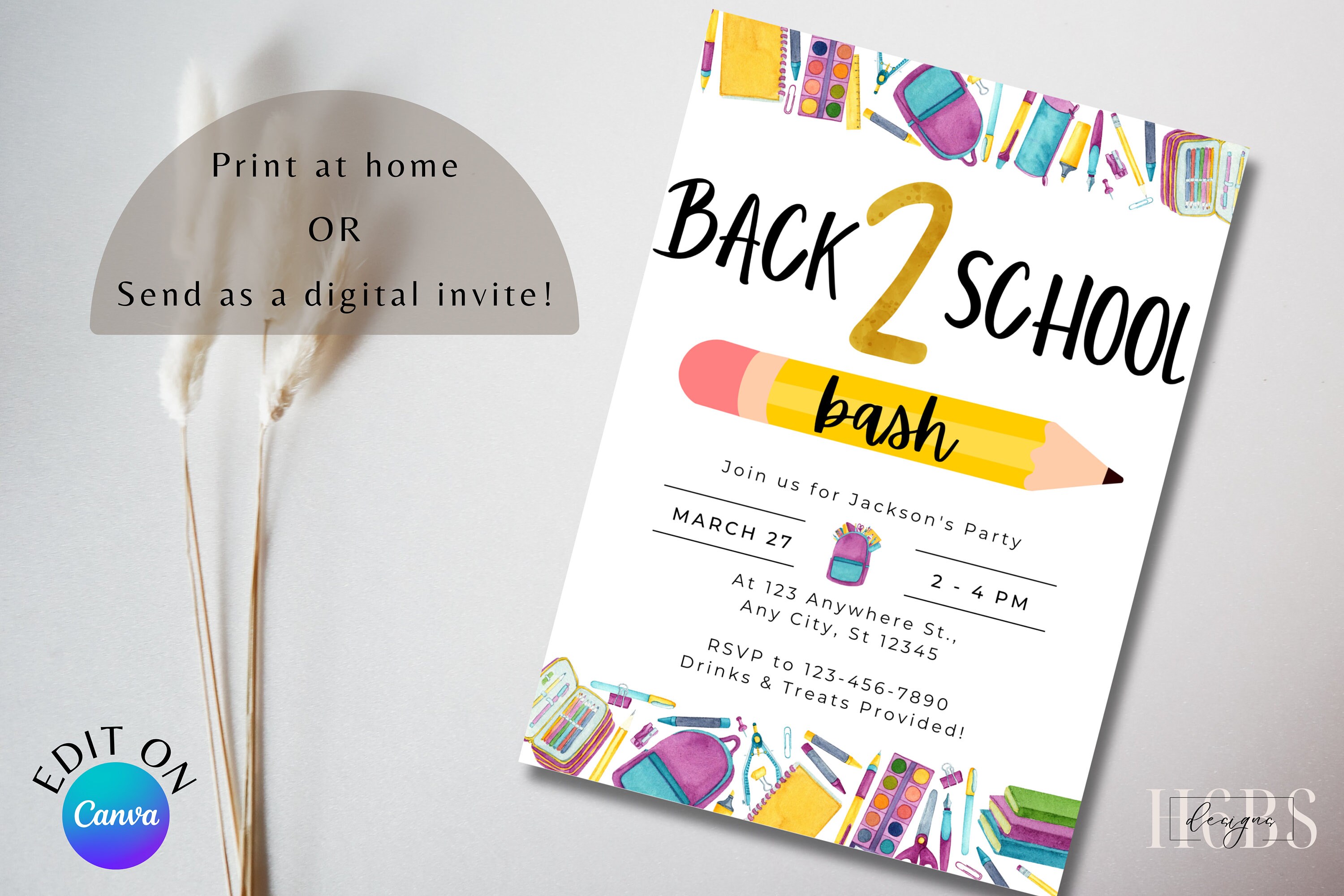 Back to School Bash Party Invitation End of Summer Party Invite Back 2 ...