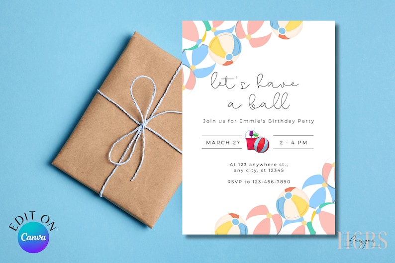 Let's Have A Ball Birthday Invitation Girl Summer Birthday Party Boy ...