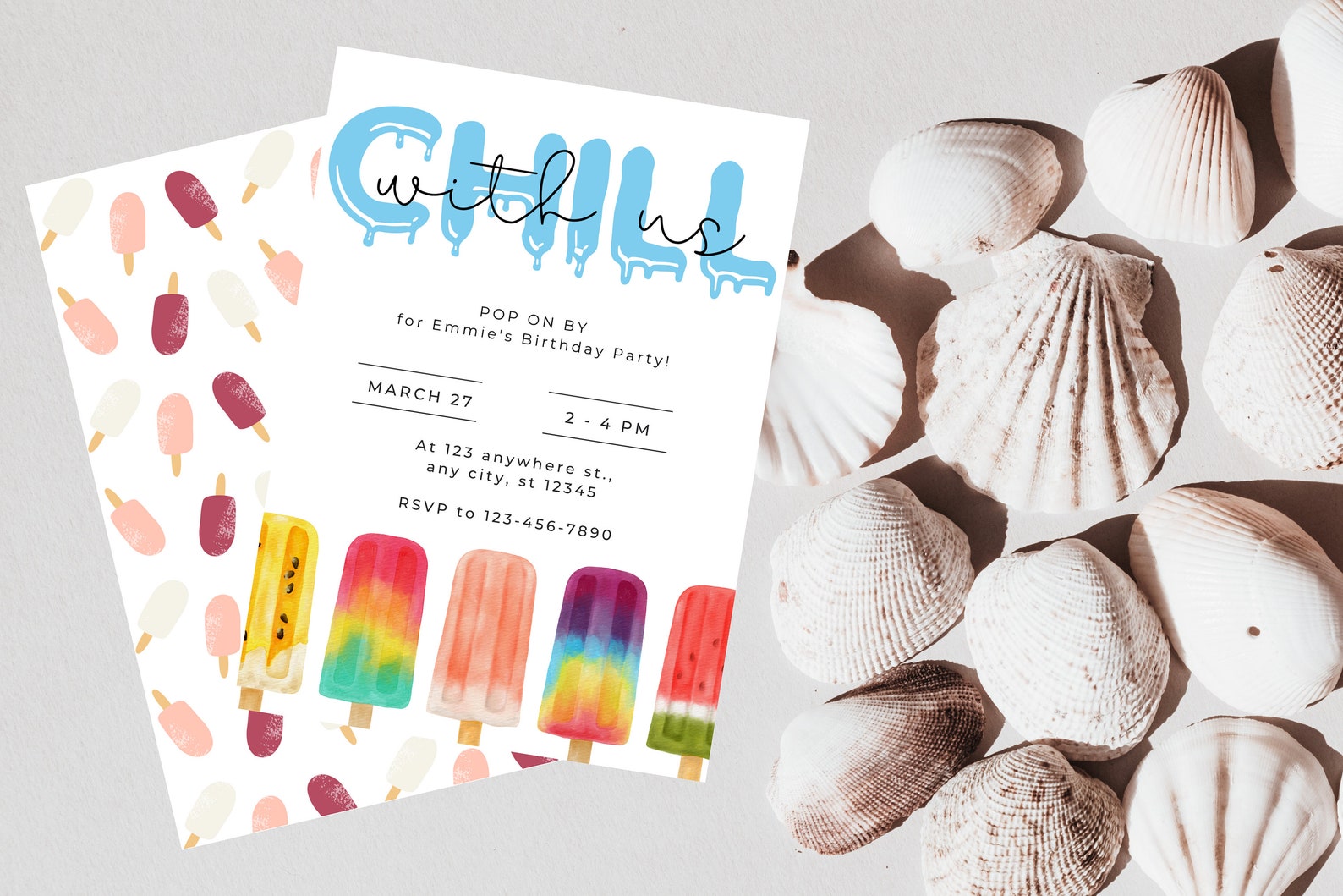 Popsicle Birthday Party Invitation Chill With Us Birthday Pop on by ...