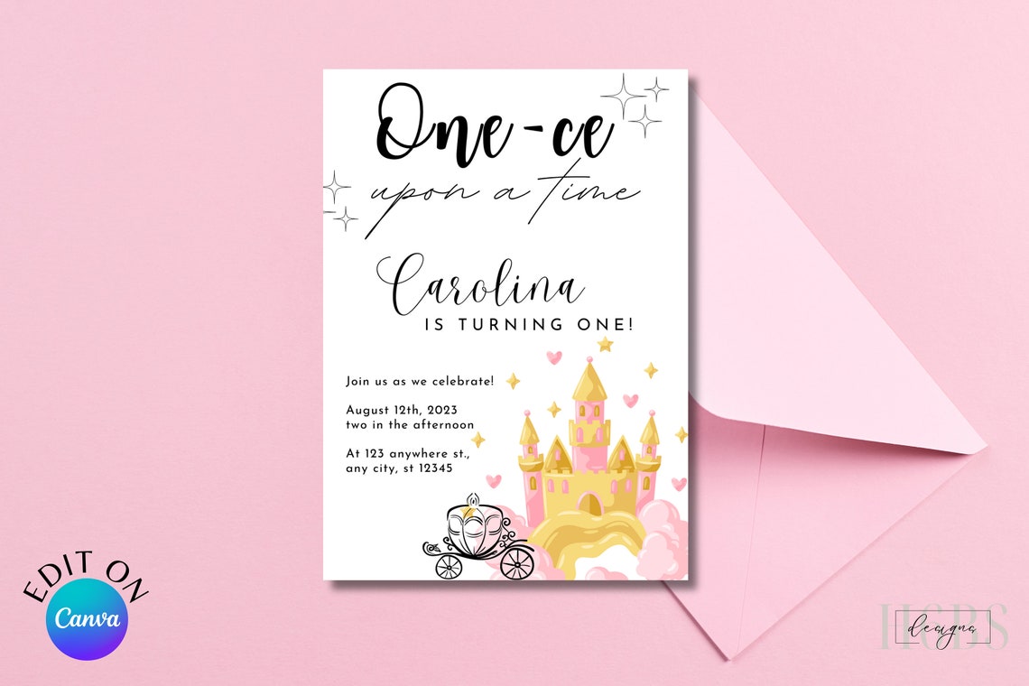 One-ce Upon A Time Invitation Minimalist Princess Fairytale First ...
