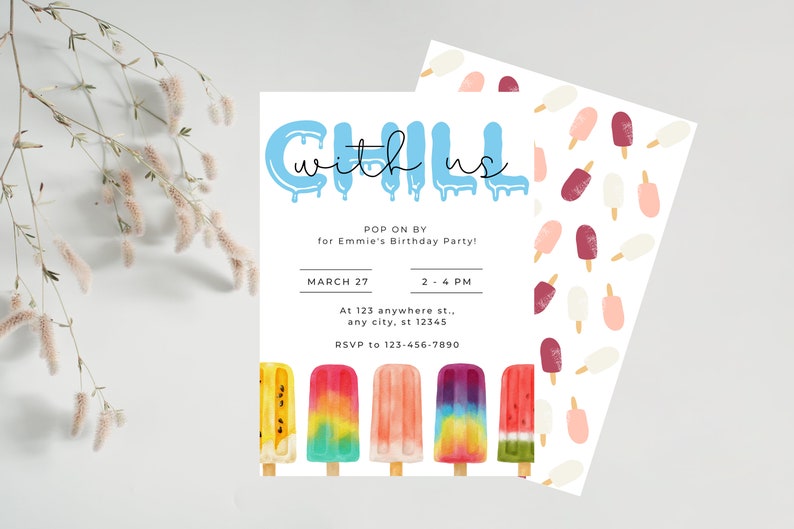 Popsicle Birthday Party Invitation Chill With Us Birthday Pop on by ...