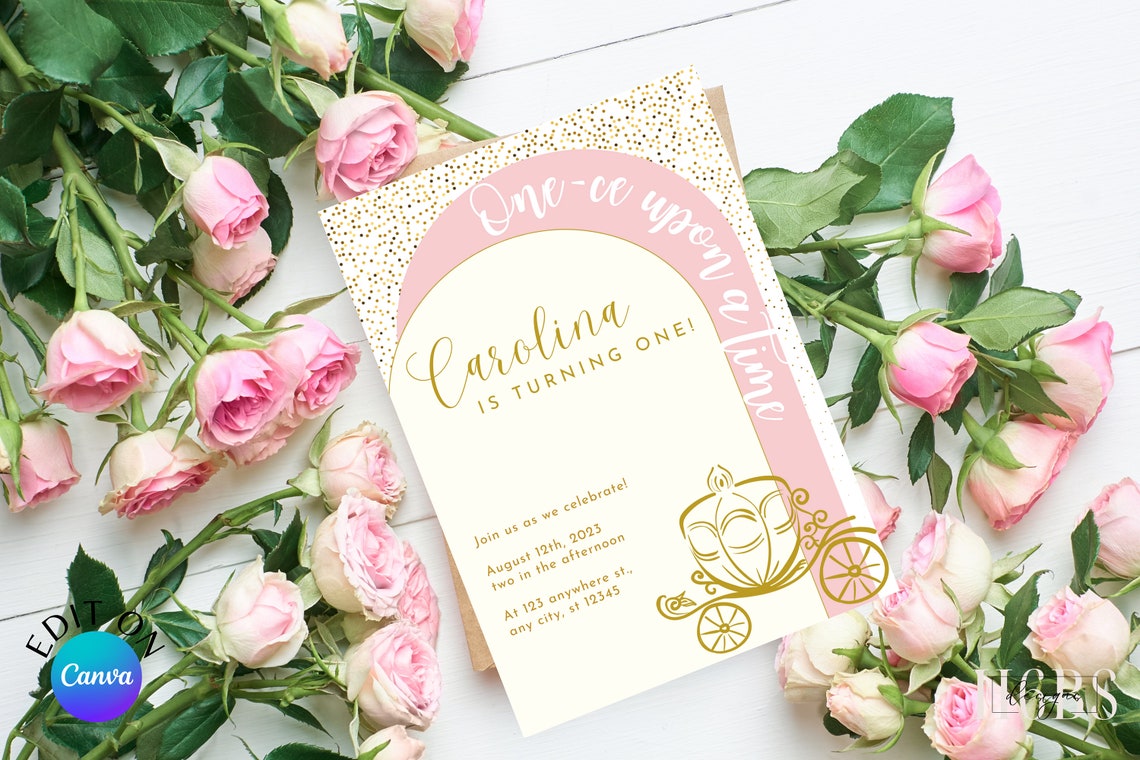 One-ce Upon A Time Invitation Princess Fairytale First Birthday Party ...