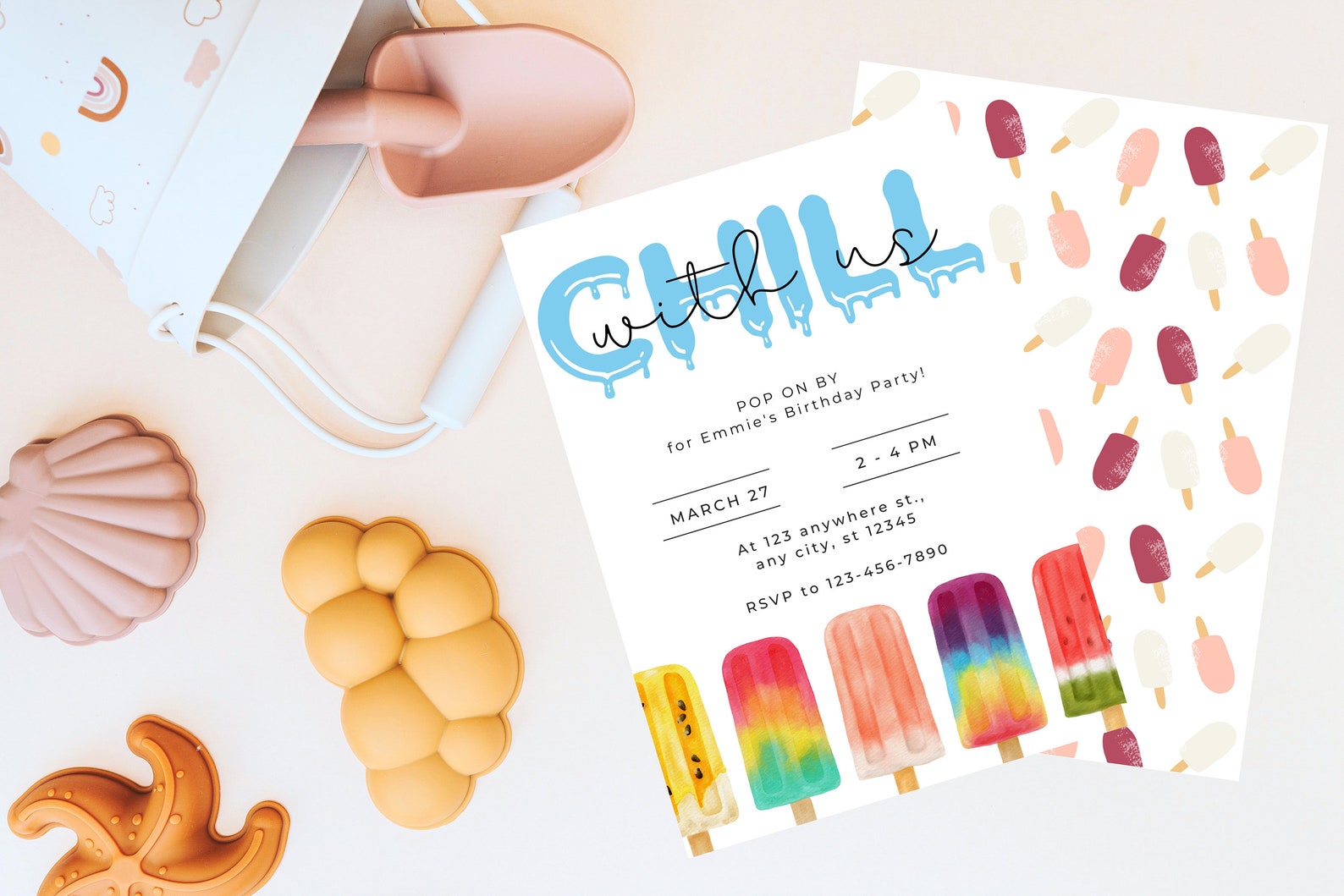 Popsicle Birthday Party Invitation Chill With Us Birthday Pop on by ...