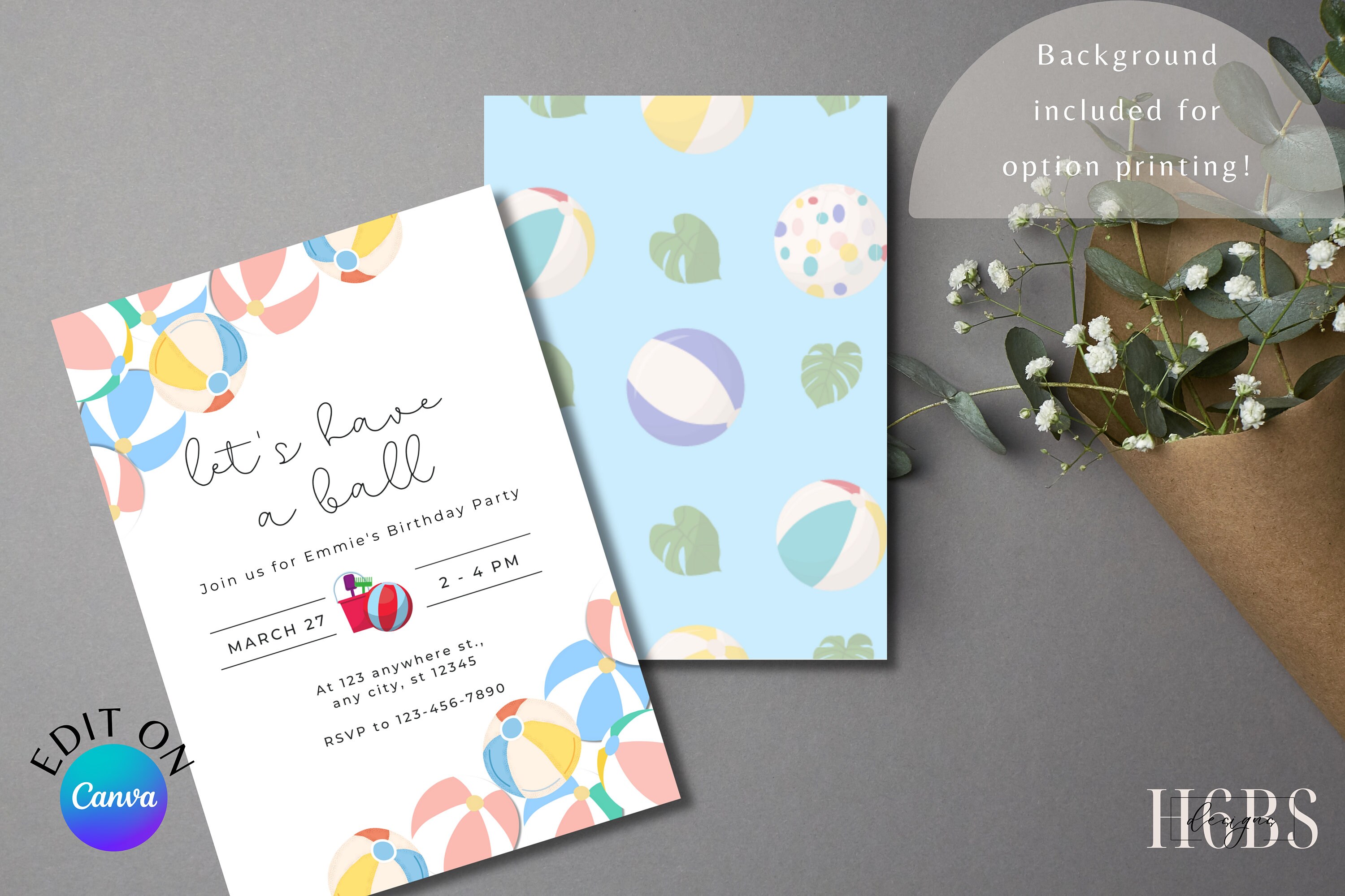 Let's Have A Ball Birthday Invitation Girl Summer Birthday Party Boy ...