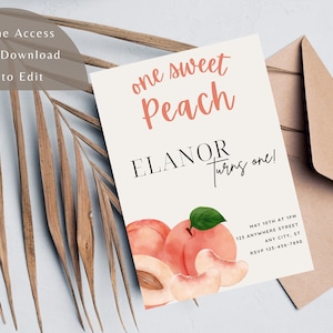 Printable & Digital Editable Invitation, One Sweet Peach, First ...