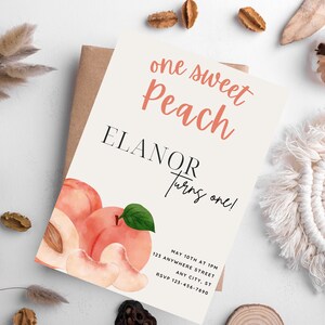 Printable & Digital Editable Invitation, One Sweet Peach, First ...