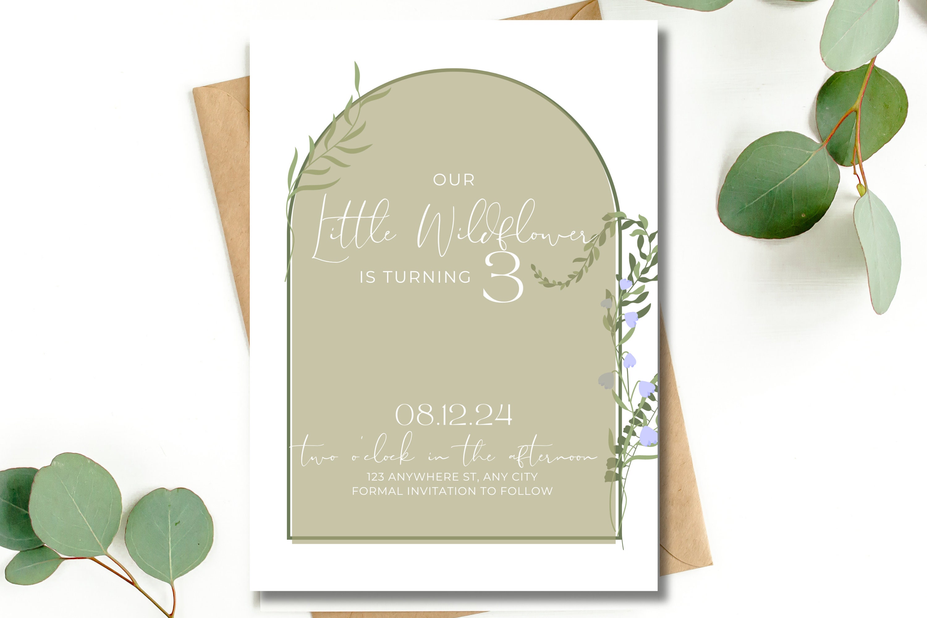 Wildflower Birthday Party Invitation Minimalist Wild Flower Birthday ...