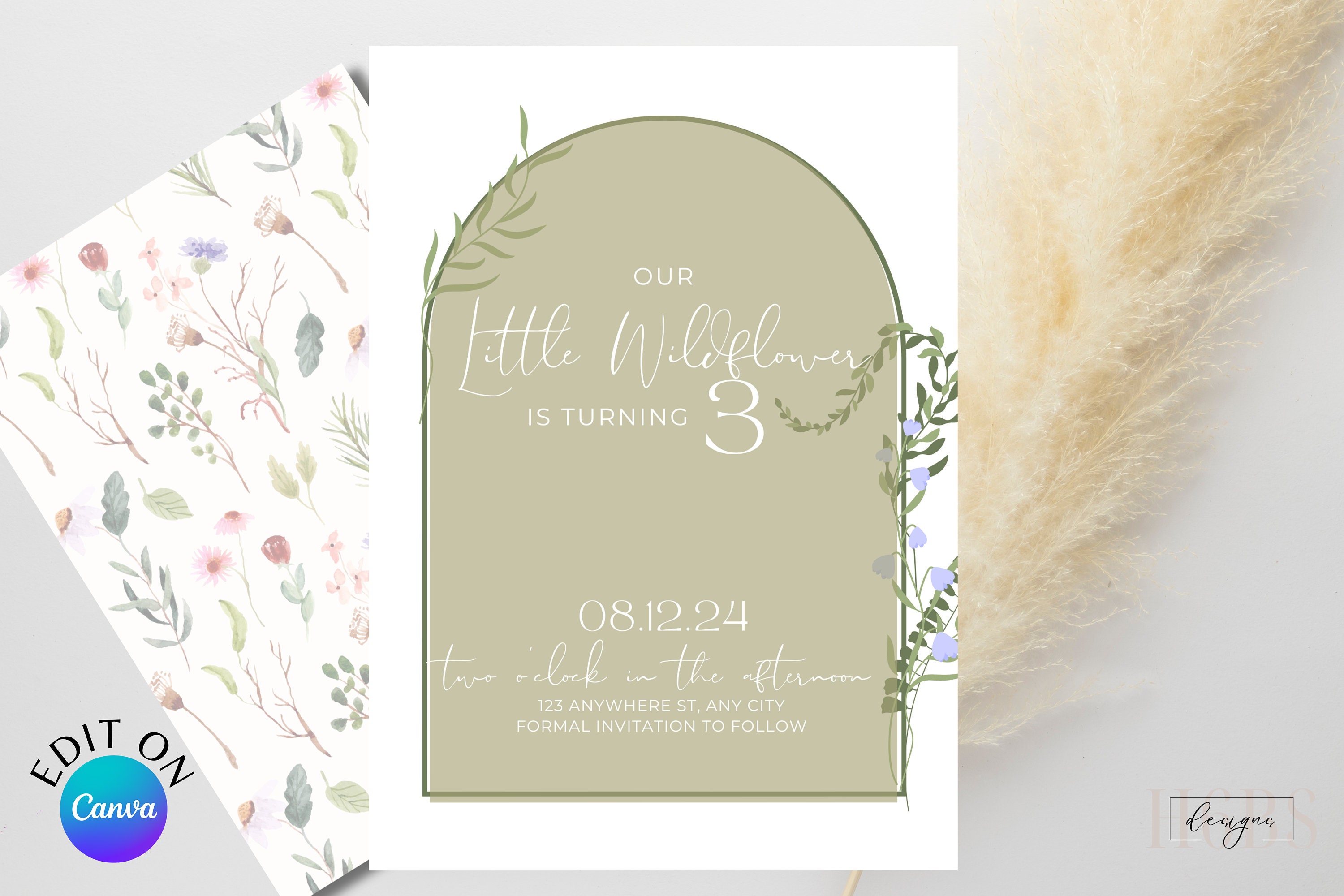 Wildflower Birthday Party Invitation Minimalist Wild Flower Birthday ...