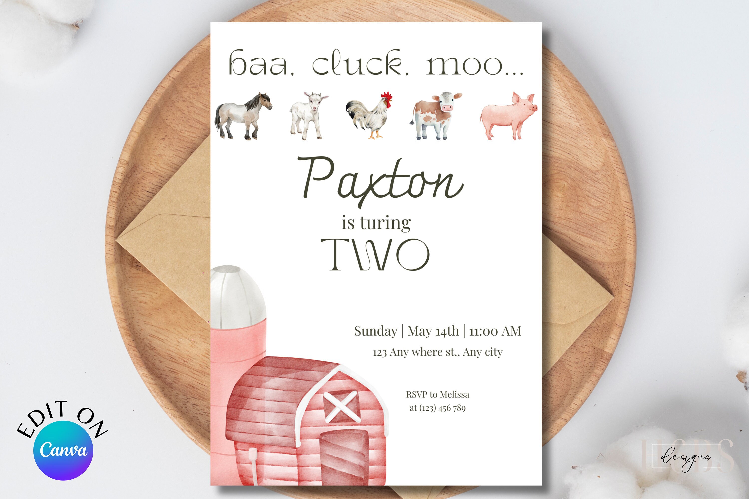 Minimalist Barnyard Birthday Invitation Farm Animal Birthday Invite ...