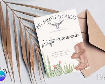 My First Rodeo Cowboy Birthday Party Invitation - First Birthday - Etsy