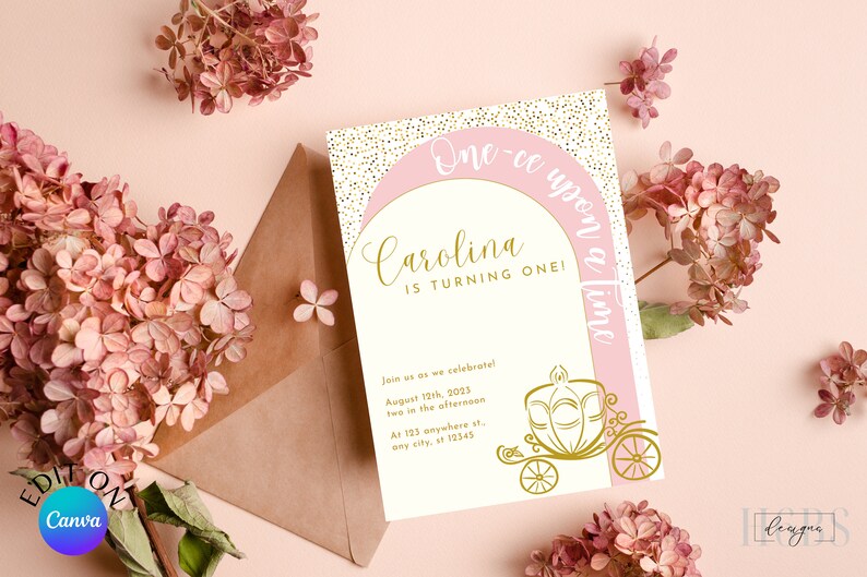 One-ce Upon A Time Invitation Princess Fairytale First Birthday Party ...