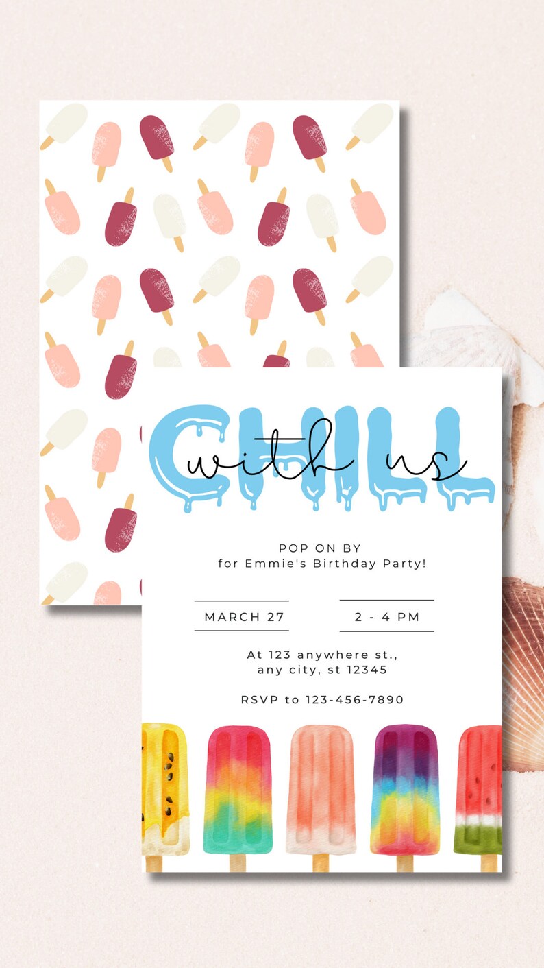 Popsicle Birthday Party Invitation Chill With Us Birthday Pop on by ...