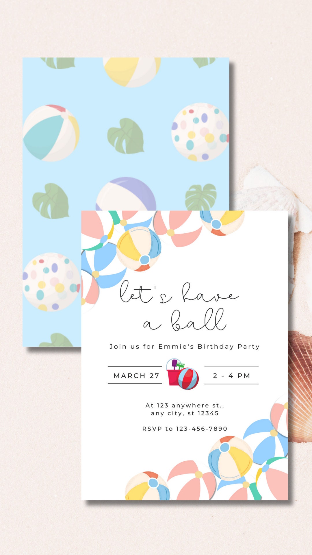 Let's Have A Ball Birthday Invitation Girl Summer Birthday Party Boy ...