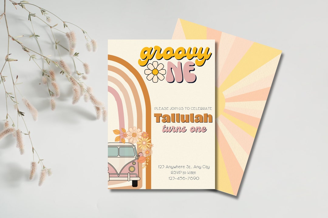 Groovy One First Birthday Invitation 70s Flower Child Invitation Groovy ...