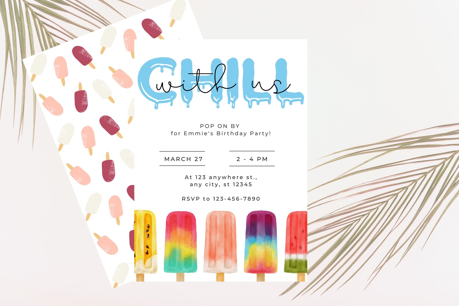 Popsicle Birthday Party Invitation Chill With Us Birthday Pop on by ...