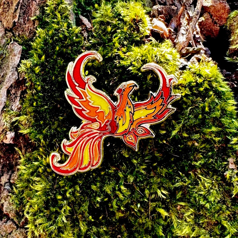 Set of 5 Fiery Phoenix Metal Enamel Lapel Pins - Measures 25mm - Etsy