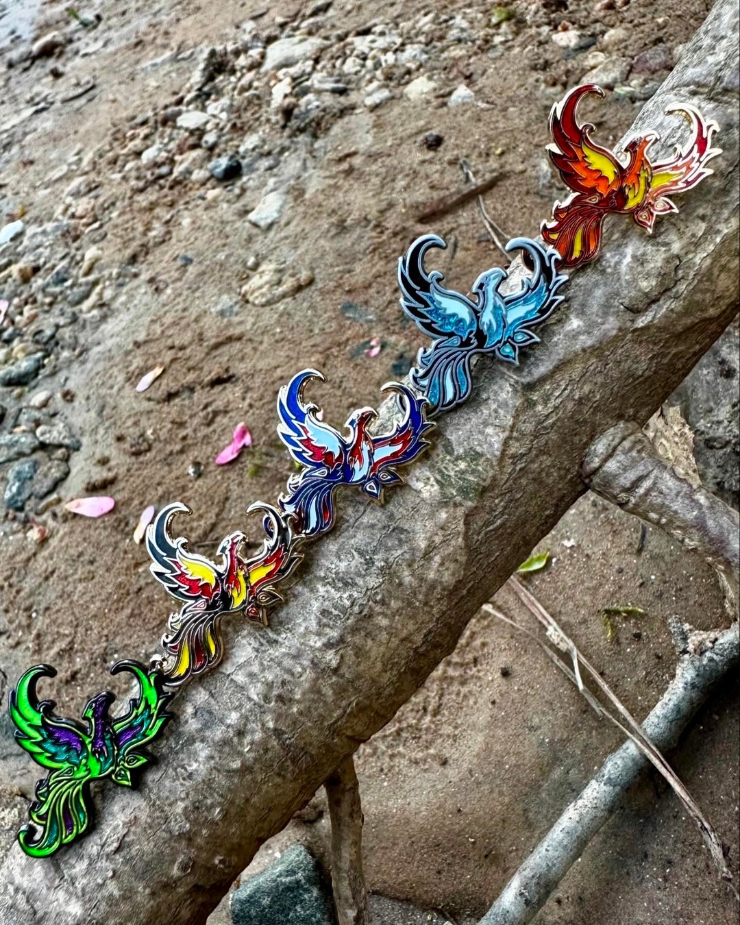 Set of 5 Fiery Phoenix Metal Enamel Lapel Pins - Measures 25mm - Etsy