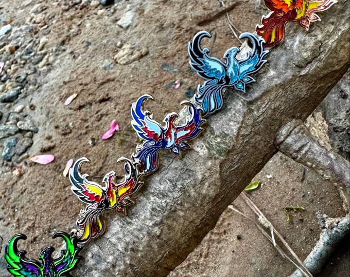 Phoenix Rising Pin Badge - Etsy