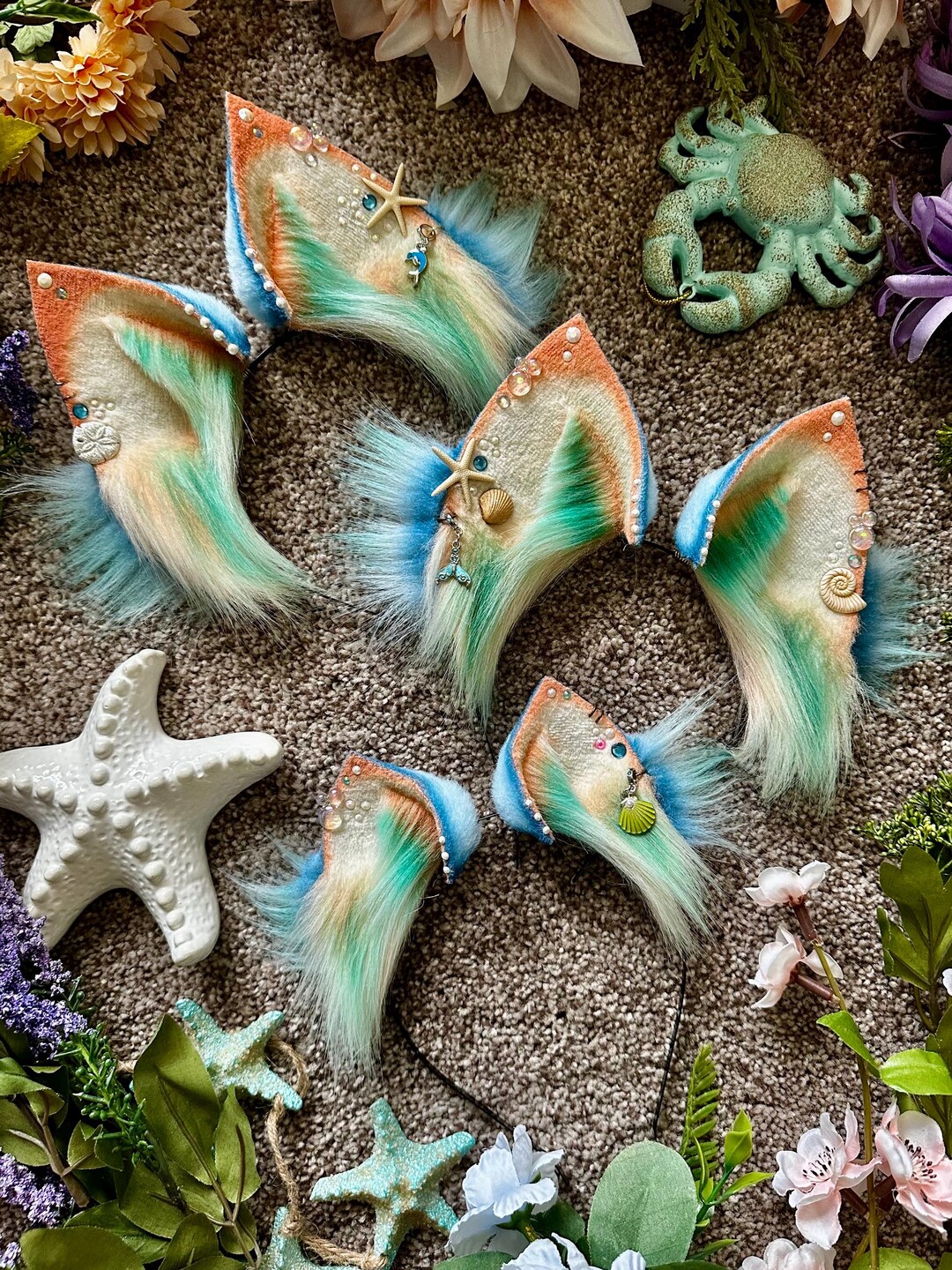 Cosplay Costume Sandy Seashore Faux Fur Micro Kitten Cat Mini Fox Ears ...