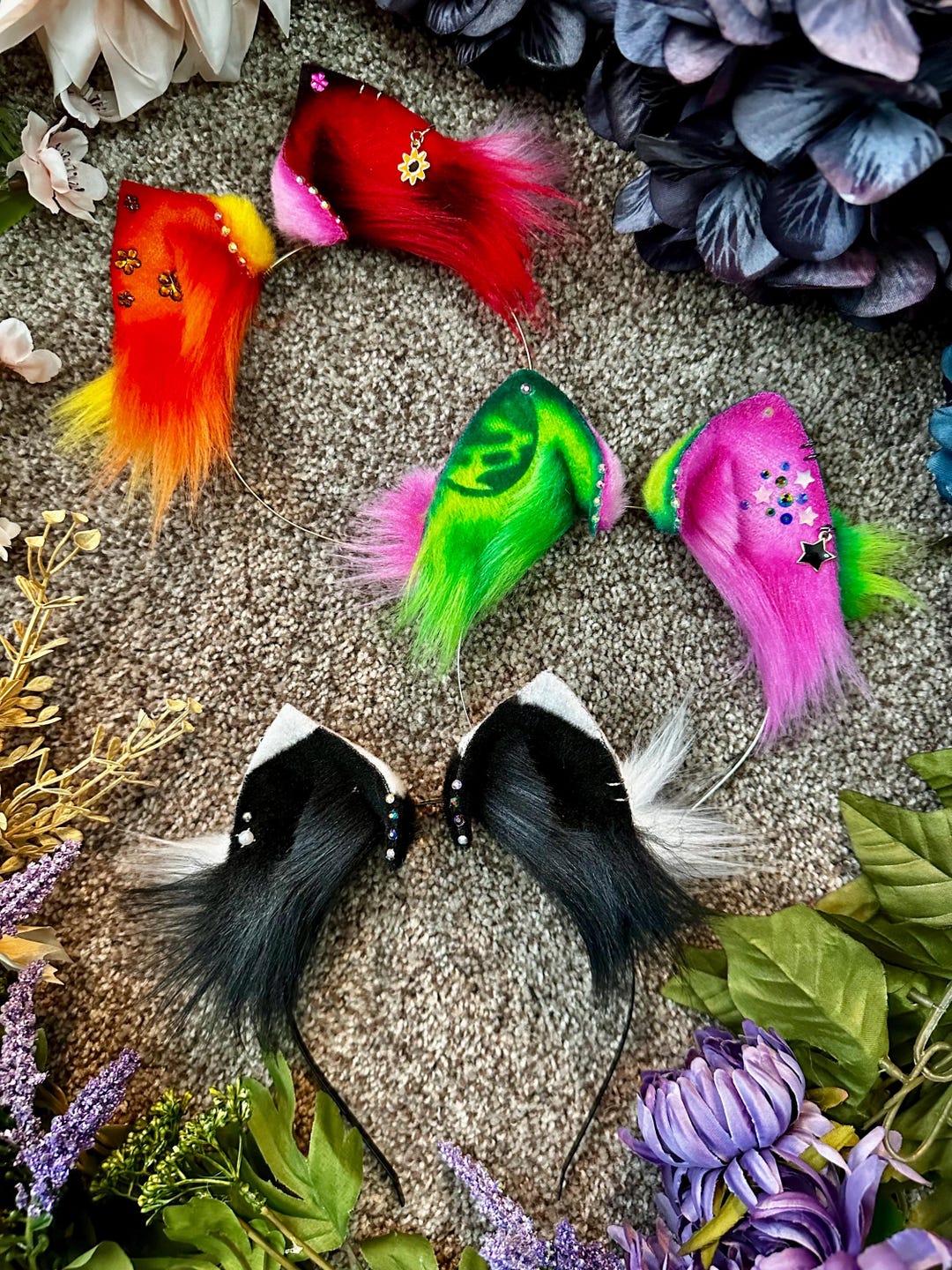 Cosplay Costume Mismatched Micros Faux Fur Micro Kitten Cat Ears ...