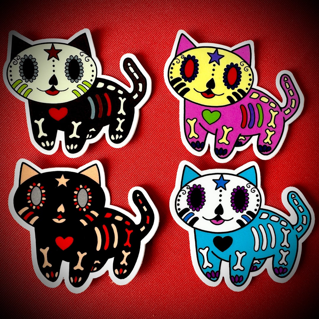 Dia De Los Muertos Kitty Cat Matte Sticker Decal YOU CHOOSE! - Etsy