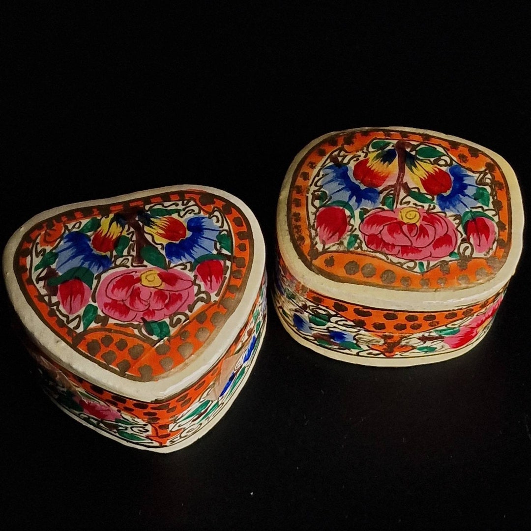 Handpainted Paper Mache Kashmiri Box - Etsy