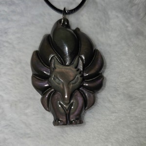 Rainbow Obsidian Nine Tailed Fox Pendant - Etsy