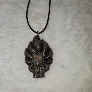 Rainbow Obsidian Nine Tailed Fox Pendant - Etsy