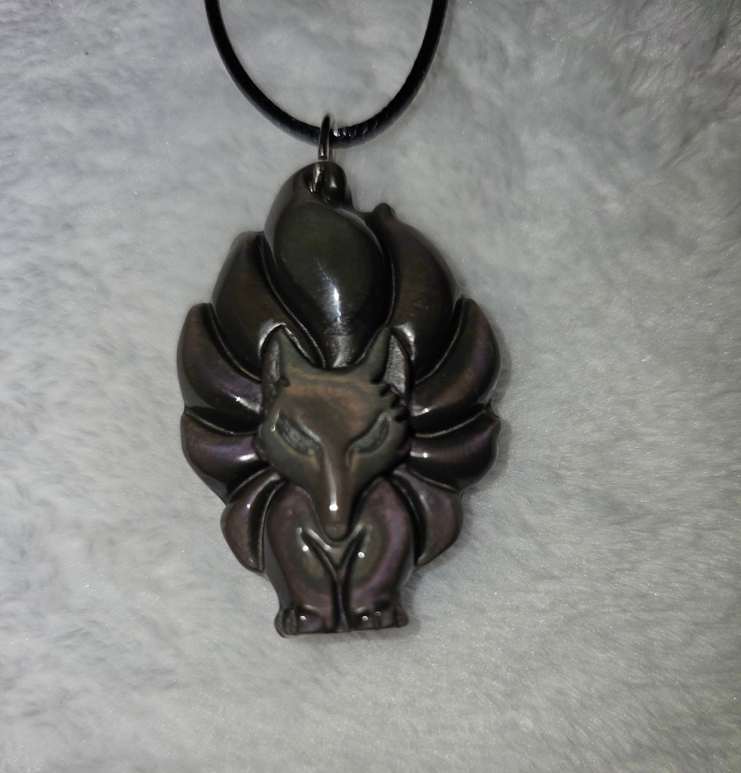 Rainbow Obsidian Nine Tailed Fox Pendant - Etsy
