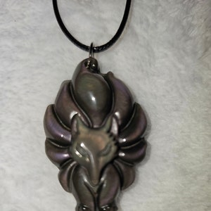 Rainbow Obsidian Nine Tailed Fox Pendant - Etsy
