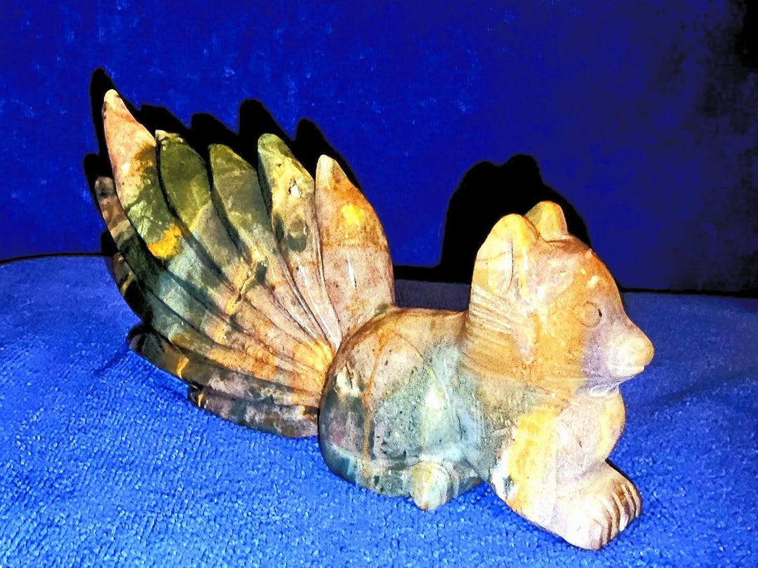 Ocean Jasper Nine Tailed Fox. Inari Kitsune Sculpture. - Etsy
