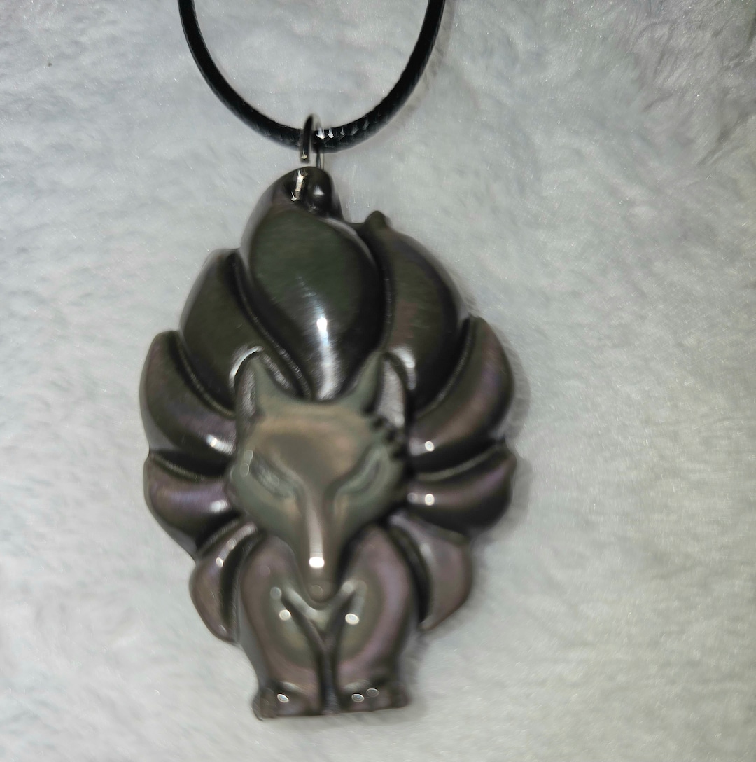 Rainbow Obsidian Nine Tailed Fox Pendant - Etsy